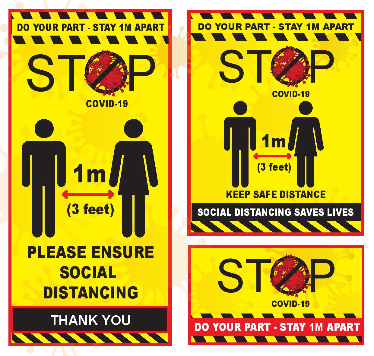 Updated Social Distancing Signage - The 1 Metre Rule - Stone Create
